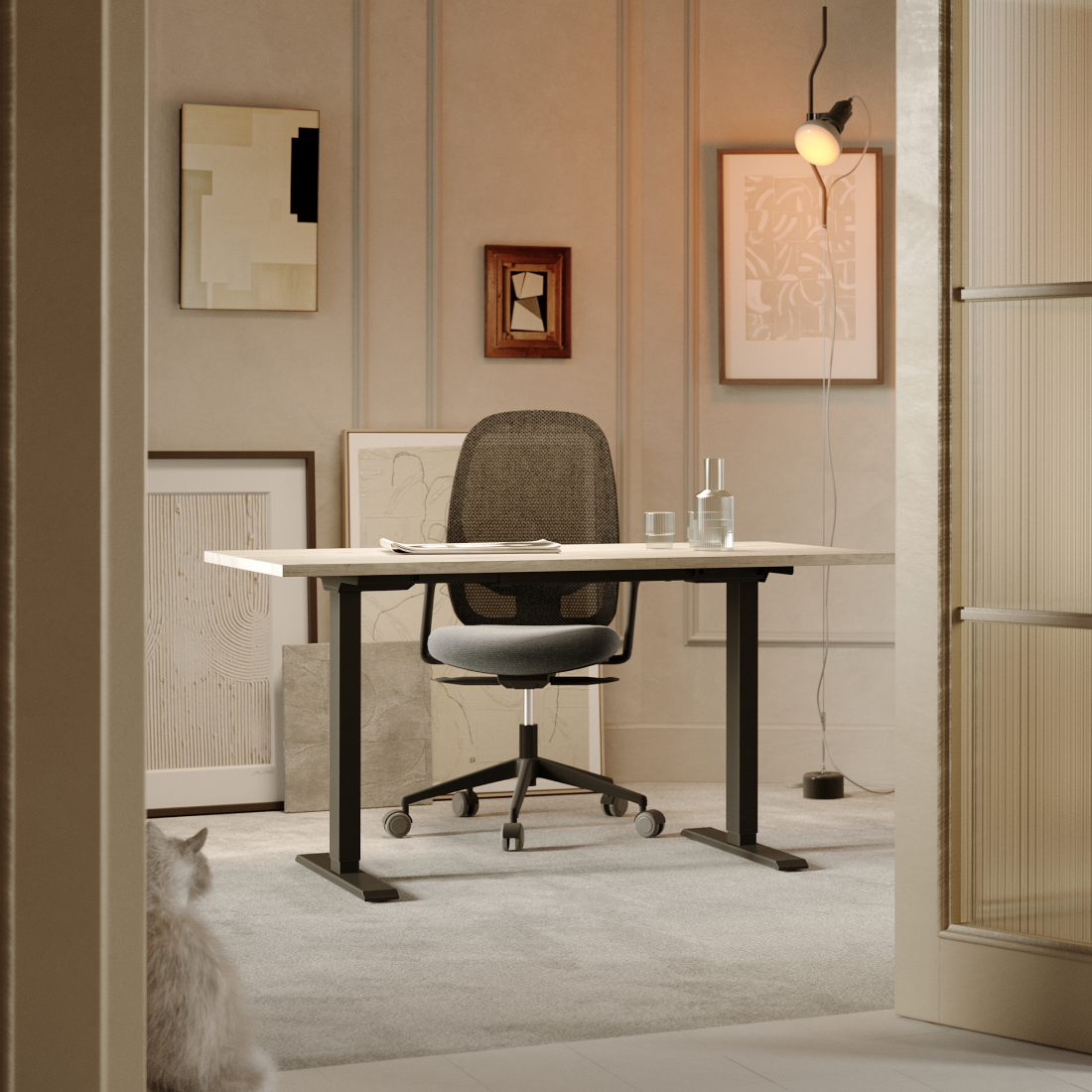 Escritorio elevable Eleva Go + Silla Create